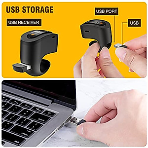 Presentation Clicker USB Rechargeable Powerpoint Clicker, Finger Ring RF 2.4GHz Wireless Presenter Remote Clicker for Powerpoint Presentations for Mac Laptop PC