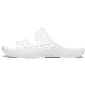 Crocs Unisex Men's and Women's Baya Two-Strap Slide Sandals, White, Numeric_13 US