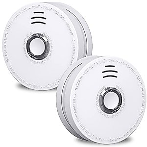 Smoke Detector,Andyssey Fire Alarm Smoke Detector 9V Battery Replaceable Photoelectric Smoke Alarms with Low Battery Warning, Fire Detector for Homes,with UL Listed, 2 Packs