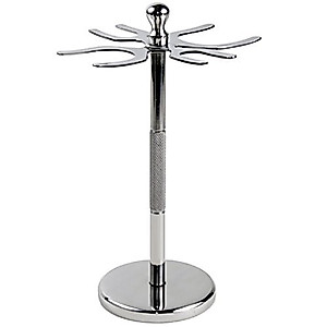 Deluxe Stainless Steel 4 Prong Safety Razor and Shave Brush Shave Stand - Holds 2 Double Edge Safety Razors and 2 Shave Brushes