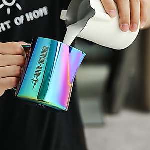 MHW-3BOMBER Milk Frothing Pitcher 16.9oz/500ml Latte Art Pitcher Stainless Steel Espresso Steaming Pitcher Colorful Barista Milk Jug P5911C