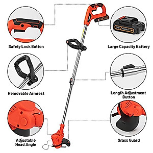Powerful 24V Electric Cordless Weed Wacker - Lightweight