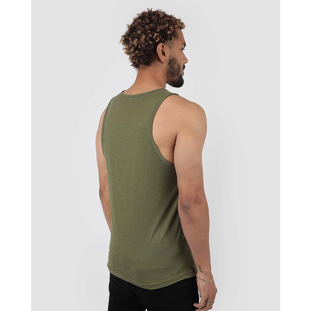 INTO THE AM Summer Islands Graphic Tank Tops for Men - Premium Summer Sleeveless Beach Fashion Men's Tank Tops (Olive Green, X-Large)