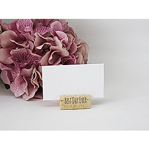 EMazing Goods Wine Cork Place Card Holders Custom Cork Card Holders Best Day Ever Set of 25 Includes Place Cards Escort Card Rustic Wine Cork Table Décor Wine Theme Vineyard Wedding Cork Placecard