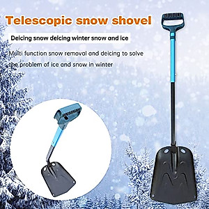 SKFVKAB Car Snow Shovel Large Capacity Foldable Lightweight Aluminum Alloy Telescopic Portable Snow Shovel Parent Child Play Snow Garden Camping Shovel Floor Tile Grout (Black, One Size)