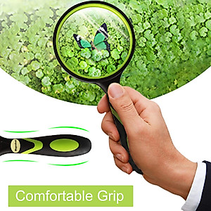 Wapodeai Magnifying Glasses, Magnifying Glass 10X Handheld Reading Magnifier for Seniors & Kids, 75mm Large Magnifying Lens with Non-Slip Rubber Handle for Reading and Hobbies.