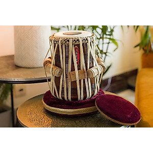Concert Tabla Drum Set, 5½ Kg Lacquer Polish Copper Bayan, Maharaja, Finest Dayan with Padded Bag, Hammer, Cushions & Cover (PDI-BJJ)