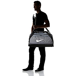 Nike Brasilia Training Duffel Bag, Versatile Bag with Padded Strap and Mesh Exterior Pocket, Medium, Flint Grey/Black/White