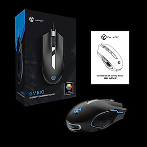 GameSir GM100 Gaming Mouse Wired Ergonomic Game USB Computer Mice RGB Gamer 6 Buttons Desktop Laptop PC Gaming Mouse