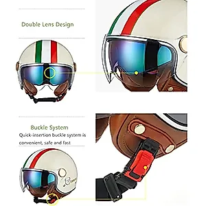 Girl Motorcycle Helmet Women's Retro Vespa 3/4 Half Helmet Summer Lightweight Men'sVantage Open Face Helmet for Adult Scooter ATV Cruiser Bobber DOT/ECE Approved Street ATV Moped Helmet-C||Large