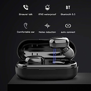 MOHALIKO Wireless Earbuds, L13 TWS Bluetooth 5.0 Wireless HiFi Music Earphones Waterproof Sports Earbuds for Work, Home Office Black
