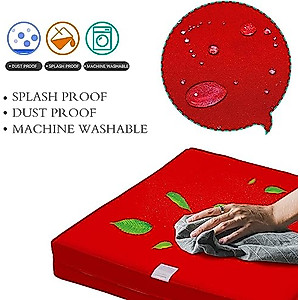 3 Pack Outdoor Cushions Replacement Covers Fit for 4 Pieces Wicker Rattan Patio Conversation Set Loveseat Chairs Sofa Furniture,Splashproof Fadeless,39x19.3x2,19.3x19.3x2,Red-Not Filler