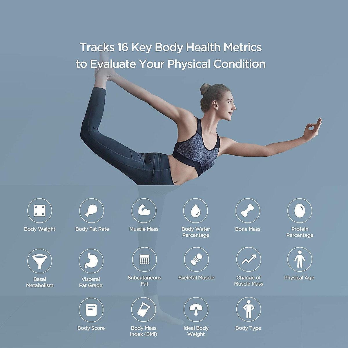 Amazfit Digital Smart Scale for Body Weight, Digital Wireless Bathroom Scale, Body Fat BMI Scale, WiFi & Bluetooth Compatible, Heart Rate Monitor, w/Body Composition Analyzer & Smartphone App - Black