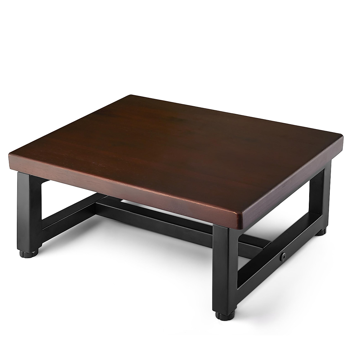 FANATU Wooden Step Stool - Heavy Duty One Step Stool - Holds up to 500Lb with Steel Frame for Kitchen/Bathroom/Bedside Step Stool (Walnut)