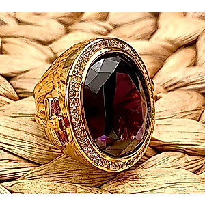 HKN1682 Designs Purple Amethyst Cubic Zirconia 14k Gold Plated Bishop Cross Ring (10)