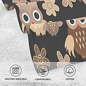 Jucciaco Cute Cartoon Owls Cotton Towels for Bathroom, Soft Absorbent Hand Towel Set of 2 for Kitchen Yoga Gym Decorative, 16x28 inch