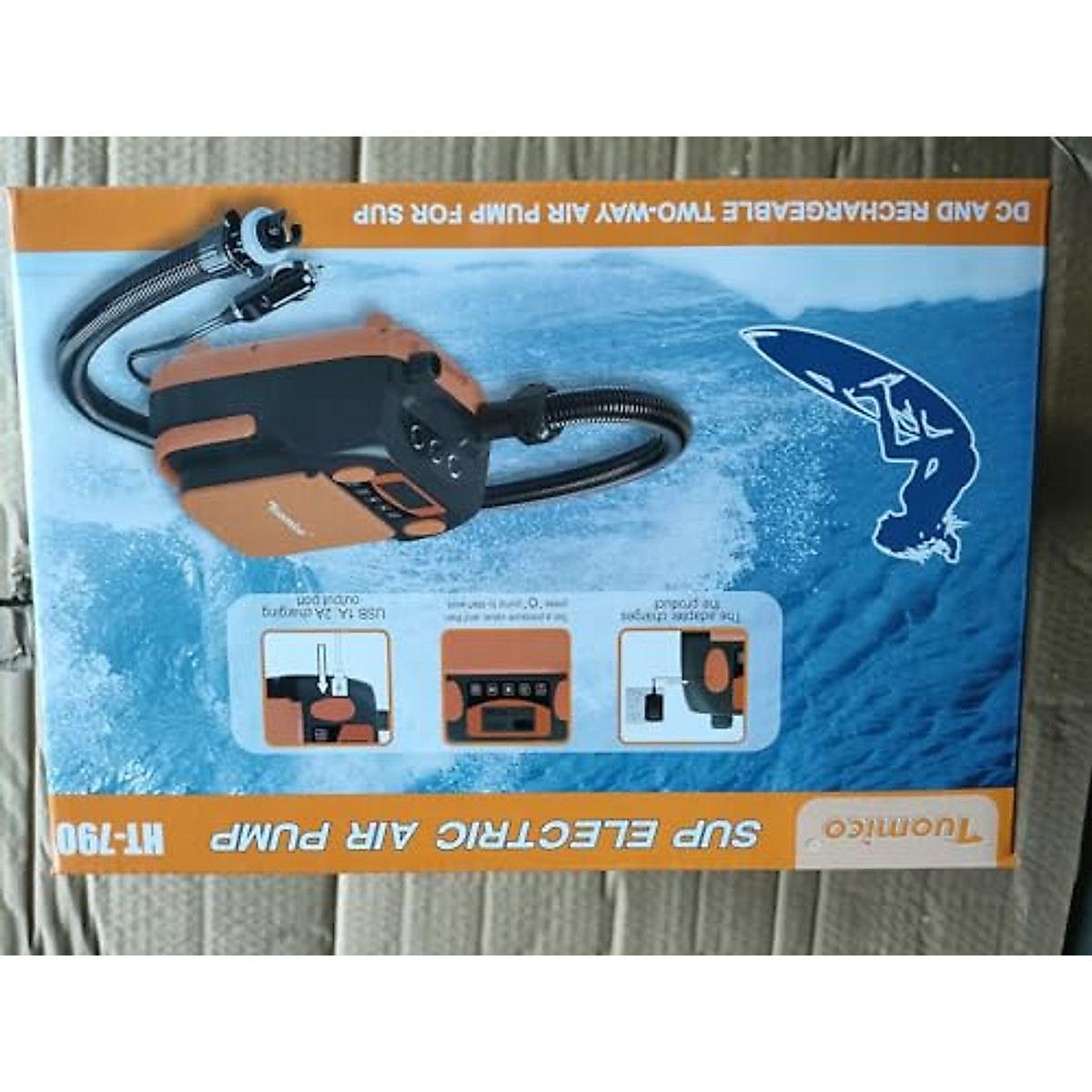 Rechargeable Sup Air Pump Electric Portable, 16PSI 12V with Battery, Stand Up Paddle Board Electric Pump Inflator/Deflator-Portable Air Compressor for Paddle Boards,Boat,Kayak