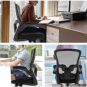 TOPBSHODC Mesh Home Office Chair, Ergonomic Desk Chair Mid-Back Rolling Computer Chair Adjustable Lumbar Support and Flip-up Armrests Comfortable Executive Chair 300Lbs