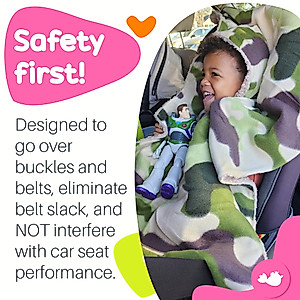 Birdy Boutique Car Seat Poncho for Kids – Safe to Use Over Seat Belts – Reversible Warm and Cozy Blanket – Easy on Easy Off and Doesn’t Impact Car Seat Performance – Camo and Bear – One Size