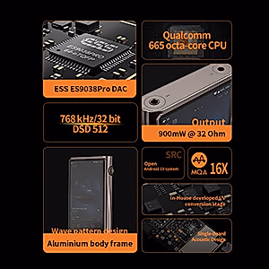 SHANLING M7 Digital Audio Player,Portable MP3/MP4 Player,Hi-Res Bluetooth Music Player,2.4G/5G WiFi|ES9038Pro DAC|5.0inch HD Screen|6+128GB|Android10 Snapdragon 665|16X MQA|3.5&4.4mm|900mW@32Ω Output