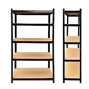 JAOSY Garage Storage Shelves Heavy Duty, Adjustable Shelves 30" Lx12''Wx66 H Shelving Unit with 5-Shelf, Racking Shelf Heavy Duty Garage Shelving Storage Shelves Black Metal Shelf