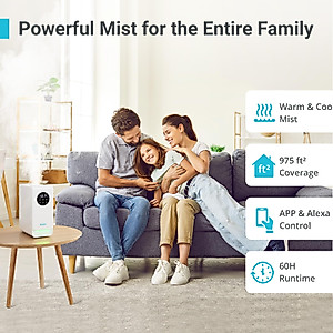6L Humidifiers for Bedroom Home, Smart Warm and Cool Mist Humidifier for Large Room, Cool Mist Humidifiers for Plants, Top Fill Design and Alexa & App Control, Essential Oil Compatible