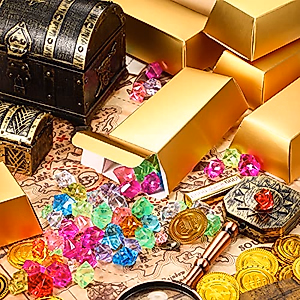 24 Pieces Gold Bars Fake Bar Gift Box Golden Party Favor Chocolate Gold Coins Foil Treasure Brick Paper Boxes for Christmas Party Casino Theme Decoration Candy Treats Toys, 5.5 x 3.2 Inches (24 Pcs)