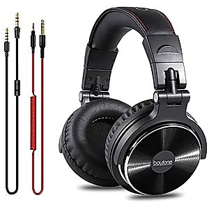 Boytone BT-10BK Wired Over Ear Headphones Hi-Res Studio Monitor & Mixing DJ Stereo Headsets with 50mm Drivers and 1/4 to 3.5mm Audio Jack, Foldable for Computer Recording Phone Guitar Laptop – Black