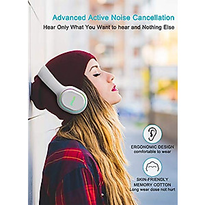 Bluetooth Headphones with Microphone Deep Bass Wireless Headphones Over Ear, Noise Cancelling Headphones, Foldable Headset with Comfortable Protein Earpads, 60 Hours Playtime, for Travel/Work, White