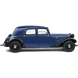 1937 Citroen Traction Dark Blue and Black 1/18 Diecast Model Car by Solido S1800906