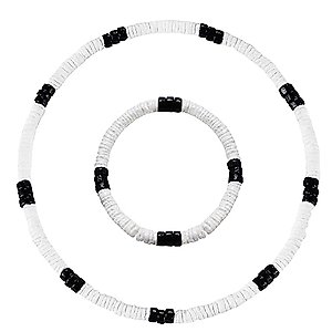 LOYALLOOK Clam Chips Puka Shell Necklace Bracelts for Men Women Adjustable SeaShell Surfer Necklace Beachy Beaded Summer Pookah Shells Choker Necklace Hawaiian Vsco Clavicle Necklace Bracelts Style C