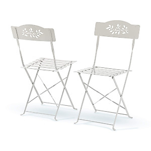 Alpine Corporation MSY100A-WT Alpine Bistro Set, Table: 24" L x 24" W x 28" H Chair: 17" L 18" W x 33" H, White