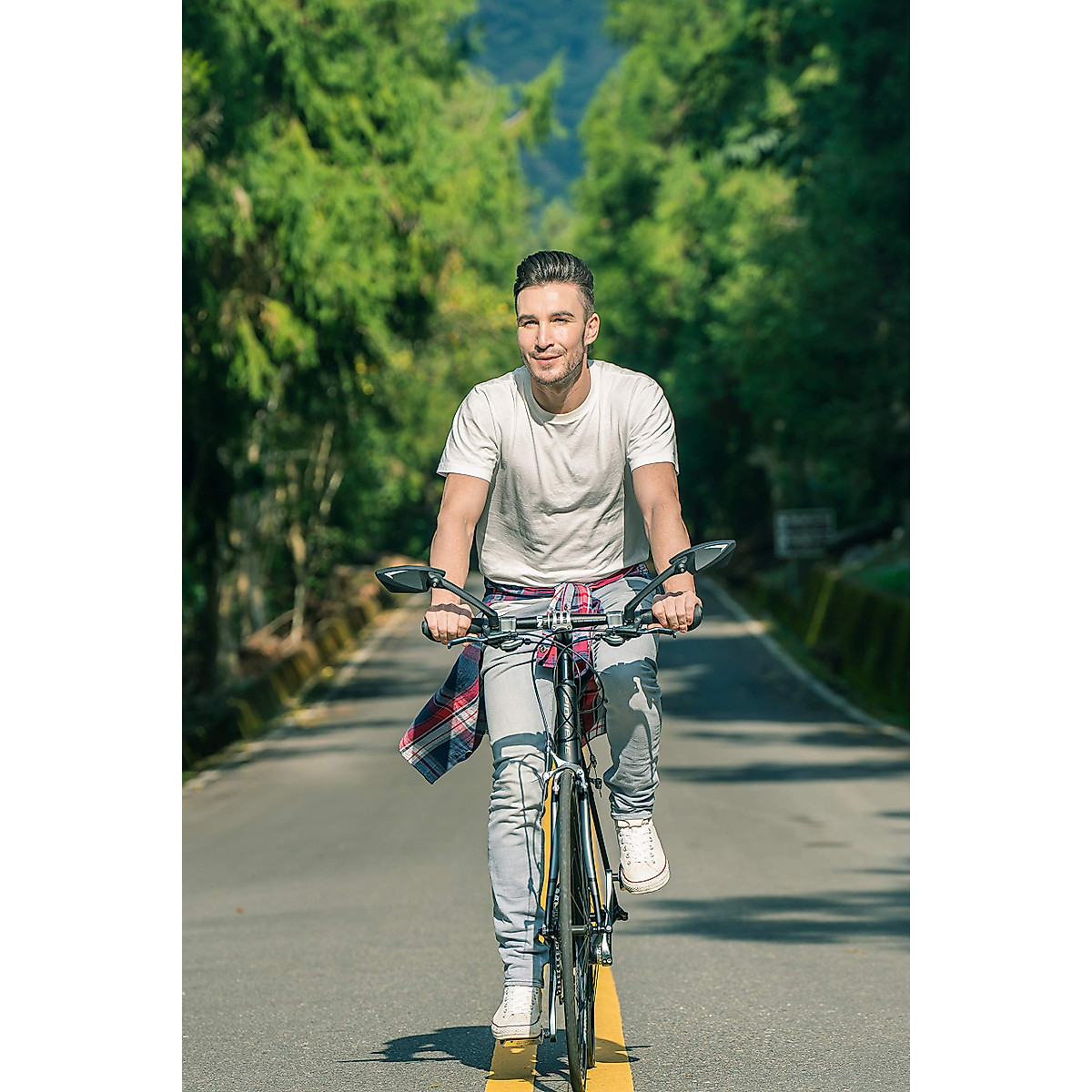 MEACHOW New Scratch Resistant Glass Lens,Handlebar Bike Mirror, Rotatable Safe Rearview Mirror, Bicycle Mirror, (Silver Left Side) ME-006LS