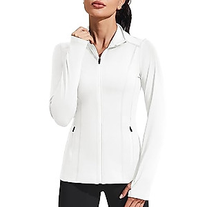 Pinspark Athletic Jackets for Women Full Zip Golf Sport Gym Define Jacket Lightweight Full Zip Running Athletic Jacket with Thumb Holes