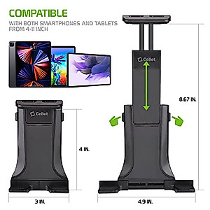 Phone Holder Mount for Car Cup Holder Slot – Flexible Gooseneck Mount with Dual Cradle Phone Holder and Tablet Holder - Hands Free Universal Fit All Black Color Adjustable Stand - Two Cradles