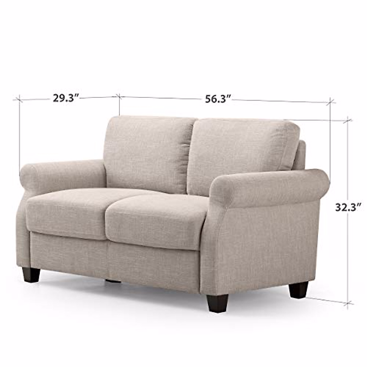 ZINUS Josh Loveseat Sofa / Easy, Tool-Free Assembly, Beige