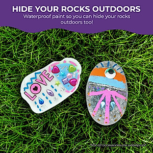 Brainy Shark Rock Painting Kit for Kids - Children's Arts and Crafts Set - 8 Rocks, 12 Paints, 4 Brushes, Googly Eyes, Metallic Paint Pen, Glitter Glue, Tattoo & Gem Stickers - Gift for Boys & Girls