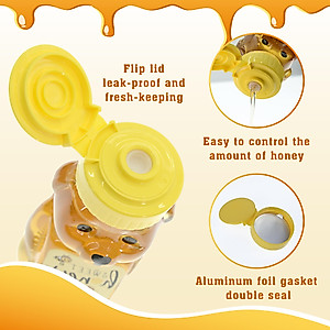 MOLADRI 18 Pack Plastic Bear Honey Bottle Jars, Empty 5 Fluid Oz Honey Squeeze Container with Flip-lid, Reusable Mini Bear Shaped Juice Bottles for Party (150 ml)