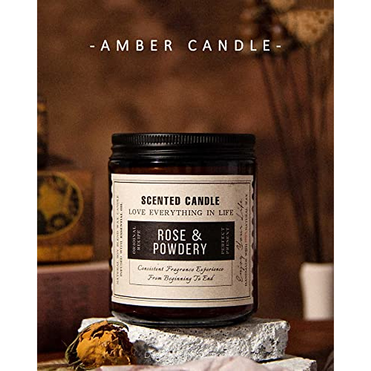 14.4oz Candles for Home Scented, Amber Candle and Lavender Candle, 100 Hours Long Lasting Soy Wax Scented Candles Gift Set for Women, Birthday Gift, Christmas Gfits