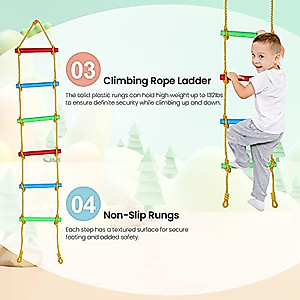 Plohee Swing Sets for Backyard, 550lbs Heavy-Duty Kid Swing Set with Two Swing Seats, Climbing Rope, Climbing Ladder for Outdoor Playground Ages 3-9 (Yellow&Blue)