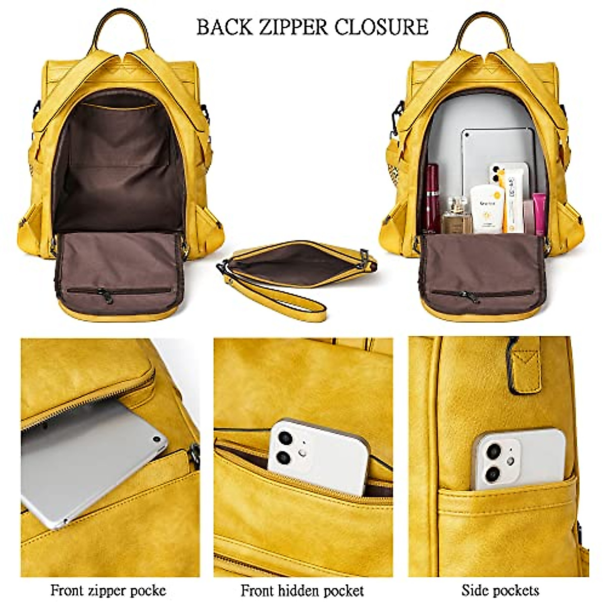 Shrrie Backpack Purse for Women PU Leather Anti-Theft Travel Backpack Purse Fashion Ladies Shoulder Bag with Tassel