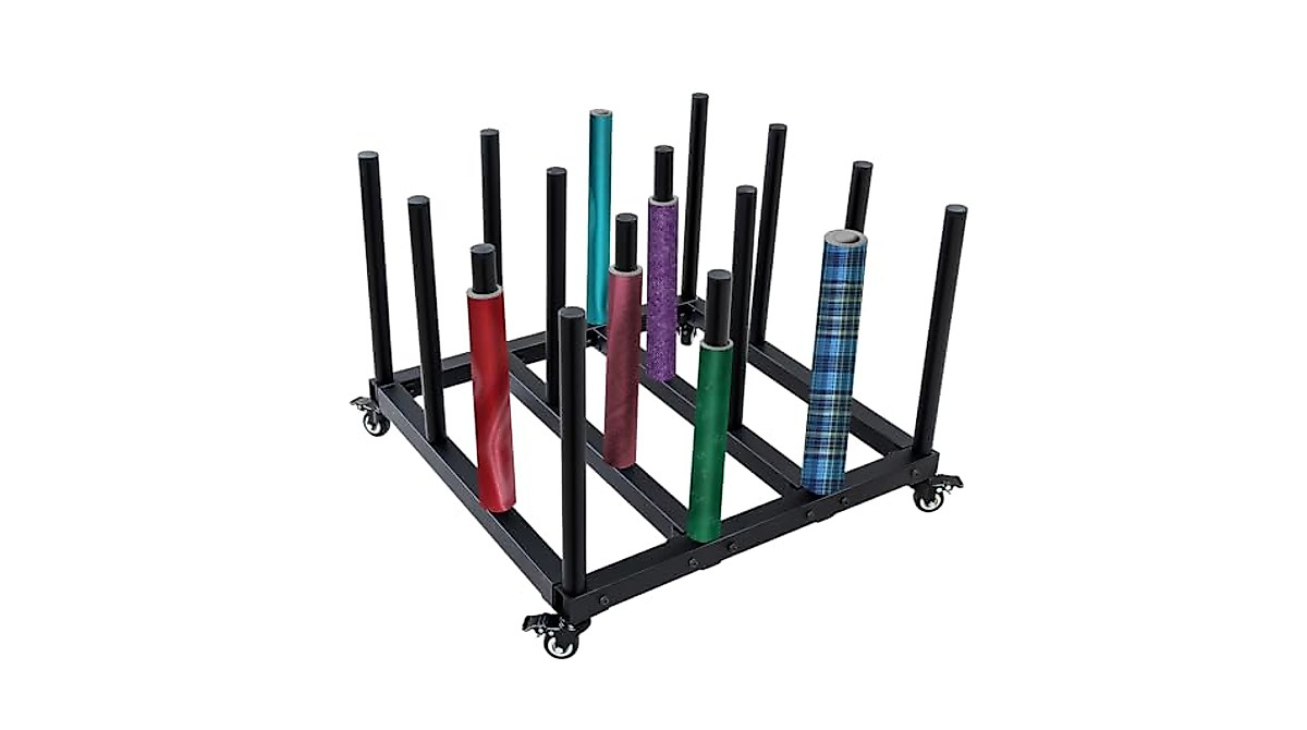 Heavy Duty Vinyl Cart with 16 Roll Capacity | Mobile Storage Organizer