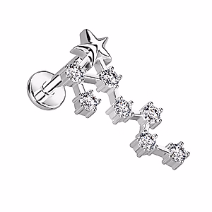 Pierced Owl 18GA 316L Stainless Steel Internally Threaded CZ Crystal Zodiac Constellation Flat Back Stud (Scorpio)