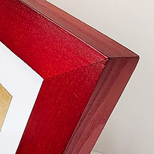 ZXT-parts 6x6 Picture Frames Red wood Without Mat, 4x4 Picture Frame with Mat, Solid Wood, 2 panels (1 glass, 1 plexiglass), The Table, The Wall.