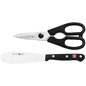 WÜSTHOF Gourmet 2 Piece Spreader and Shears Set | 5" Sandwhich Spreader and Come Apart Kitchen Shears | Precise Laser Cut High Carbon Stainless Steel Condiment Spreader Knife – Model 8757