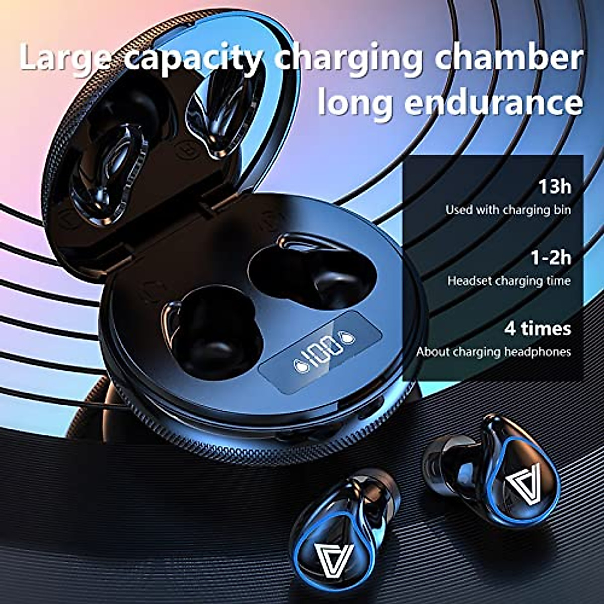 LILAJO Wireless Bluetooth Headset - True Stereo Binaural Earplugs with Light Magnetic Absorption - in-Ear Sports Headset - Noise Reduction Bluetooth Headset - Immersive Premium Sound