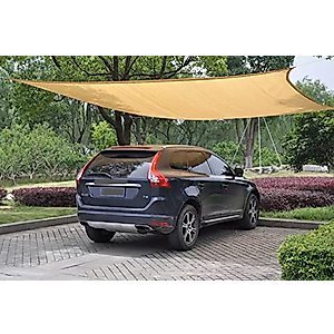 YGS 20 ft x 20 ft Oversized Sun Shade Sail UV Block Fabric Patio Shade Sail in Color Sand