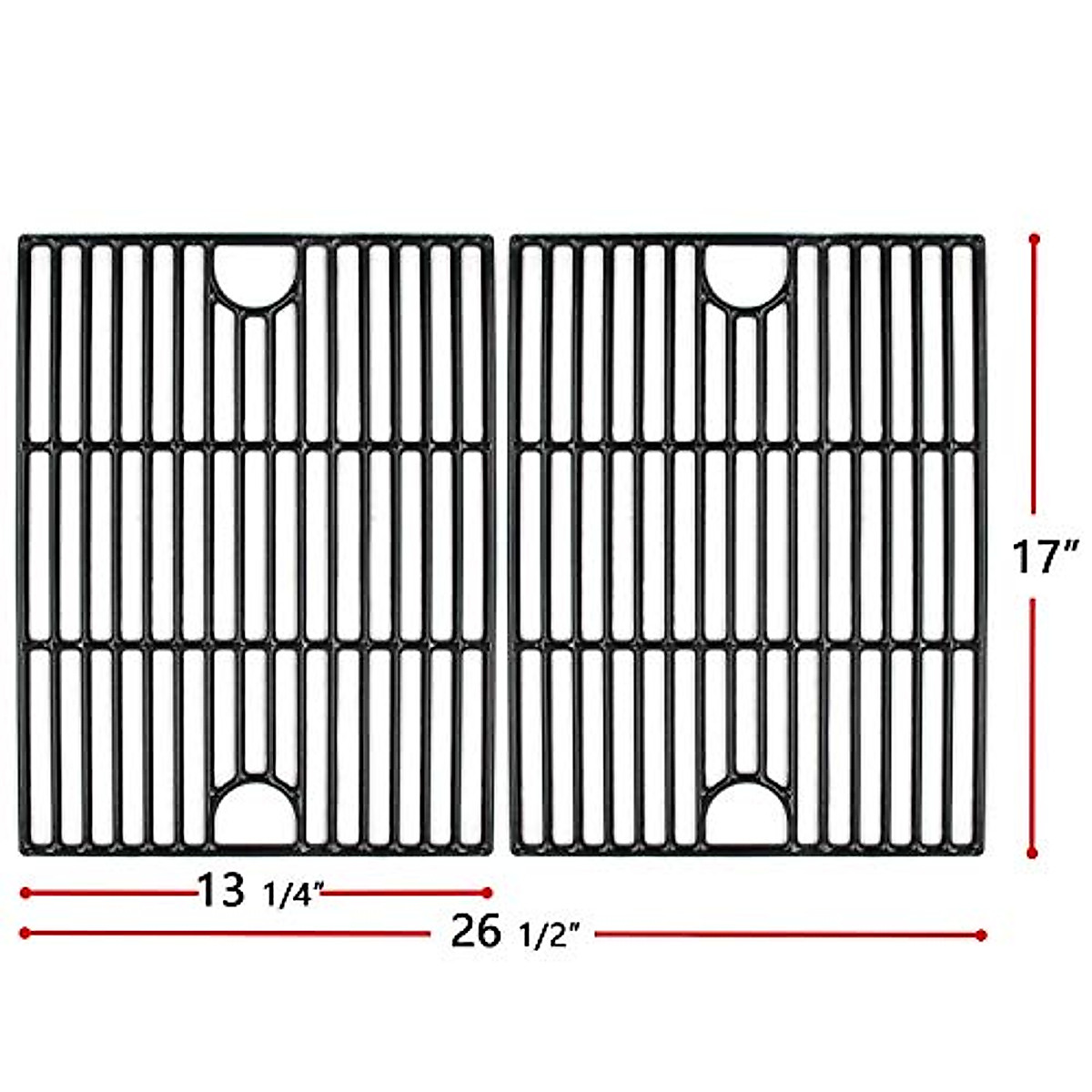 Hongso 17 inch Porcelain Coated Cast Iron Grill Grids Grates for Nexgrill 4 Burner 720-0830H 720-0670A 720-0783E 720-0958A 5 Burner 720-0888N, Kenmore 41516106210 415.16106210 Uniflame GBC981, PCA192