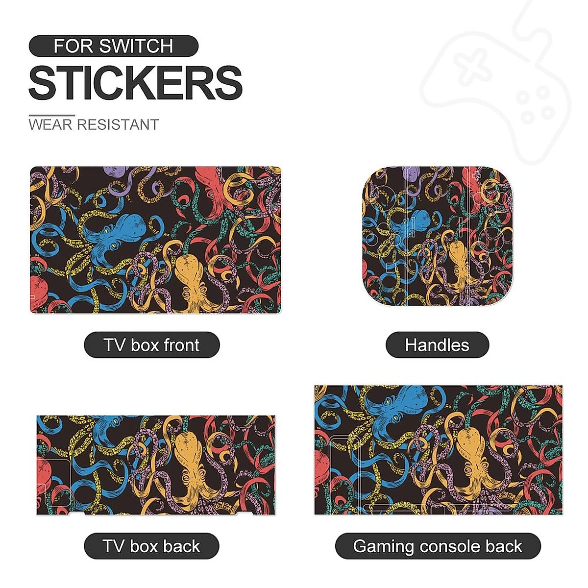 Sea Life Octopus Skin Protective Film Sticker Game Protector Full Wrap Compatible for Nintendo Switch for Switch