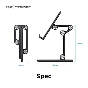 elago M5 Adjustable Phone Stand – Cell Phone Holder for Desk Compatible with iPhone 12 (5.7, 6.1, 6.7) and Compatible with All iPhone Models, All Smartphones (Black)
